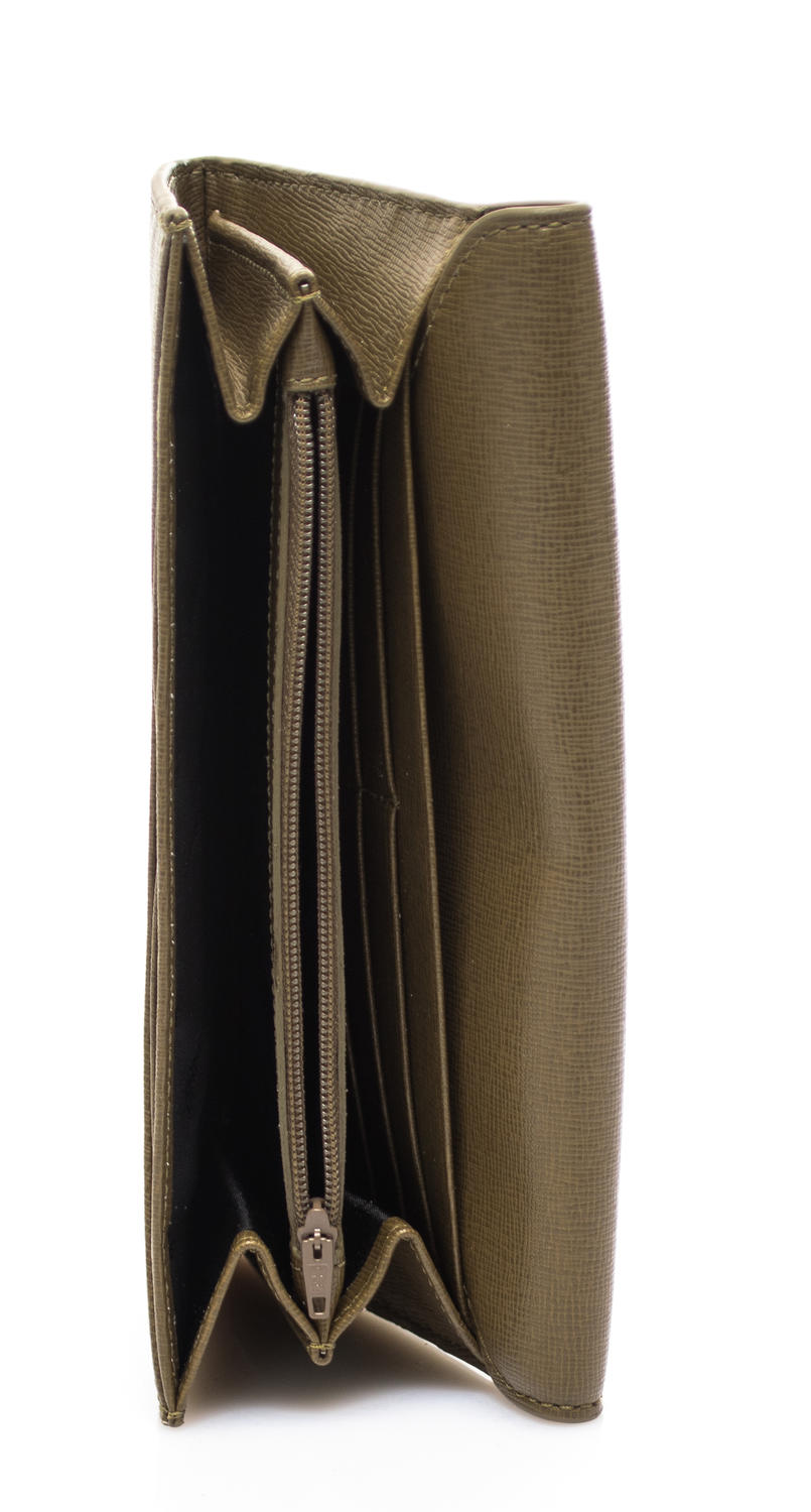 Coccinelle Wallet Metallic Sachet, In Saffiano Leather Kaki - Shop ...