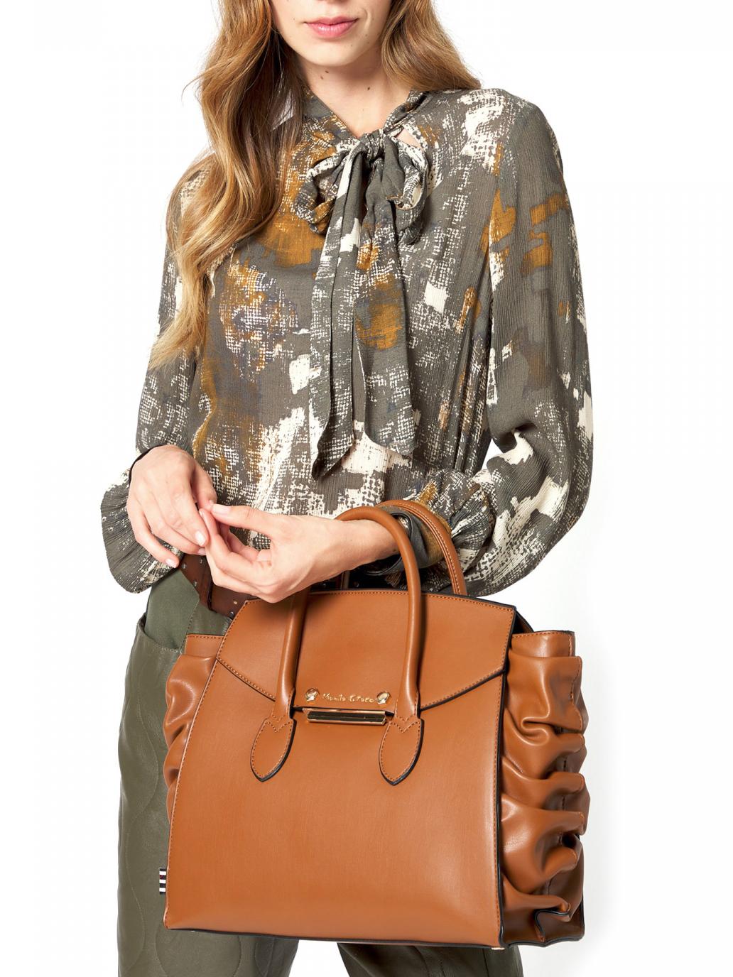 Manila Grace Liko L Handbag With Shoulder Strap Bronze - Buy At Outlet ...