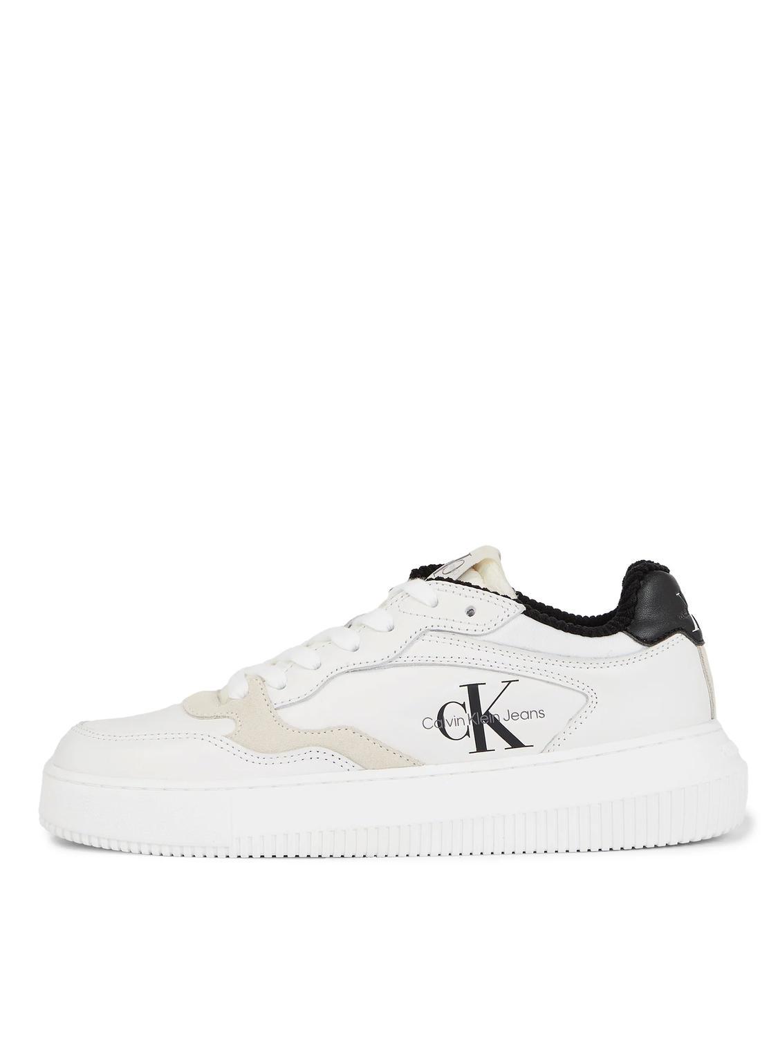 Calvin Klein Ck Jeans Chunky Cupsole Leather Sneakers Triple White ...